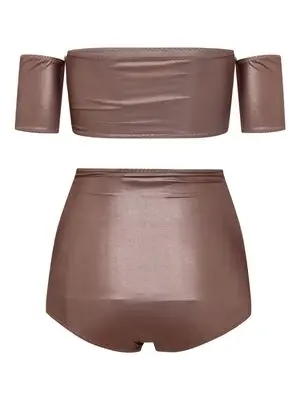 ALESSANDRO VIGILANTE Shiny Bikini Set - Brown