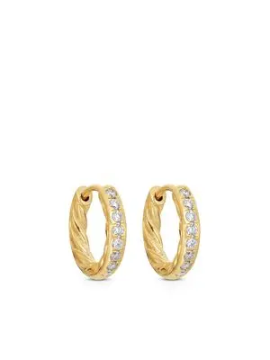 David Yurman 18k Yellow Gold Diamond Huggie Hoop Earrings - D88adi Gold