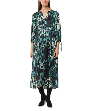Whistles Misty Leopard Print Midi Dress - Green Multi