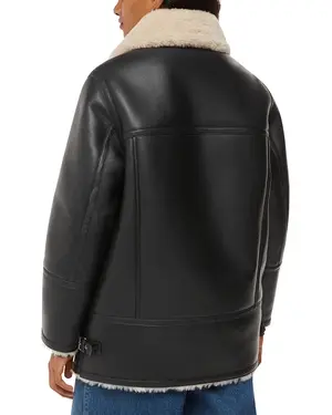 Whistles Petite Faux Shearling Aviator Coat