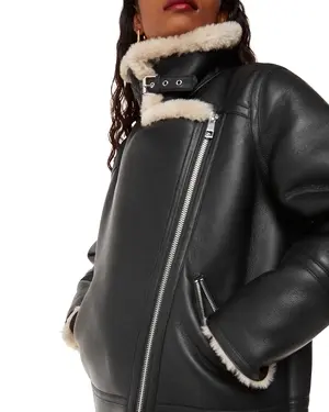 Whistles Petite Faux Shearling Aviator Coat