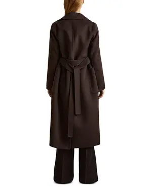REISS Petites Lucia Long Double-breasted Coat - Chocolate