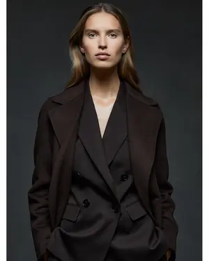 REISS Petites Lucia Long Double-breasted Coat - Chocolate