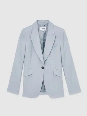 REISS Millie Single-breasted Tailored Blazer - Blue