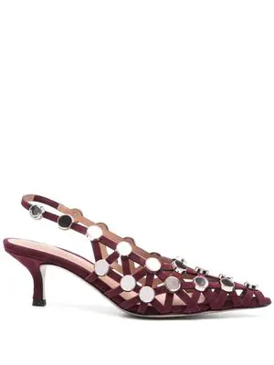 Attico 50mm Grid Slingback Pumps - Purple