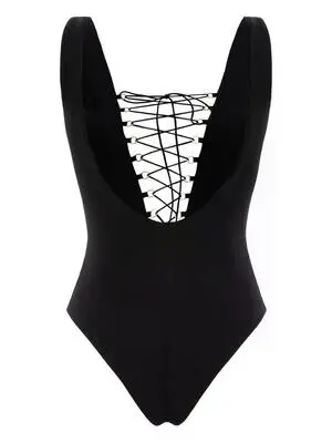 NOIRE SWIMWEAR Lace-up One-piece Swimsuit - Black