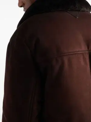 Prada Triangle-logo Leather Bomber Jacket - Brown