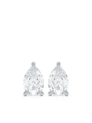 LOEV 18kt Recycled White Gold Pear Diamond Stud Earrings - Silver