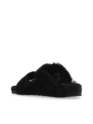 BIRKENSTOCK Arizona Shearling Slides - Black