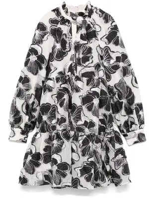 Stine Goya Anemone Jacquard Tiered Mini Dress - White