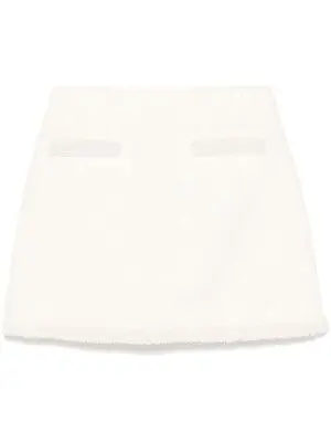 SELF-PORTRAIT Bouclé Mini Skirt - Neutrals