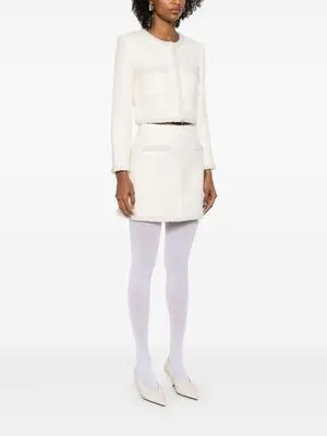 SELF-PORTRAIT Bouclé Mini Skirt - Neutrals