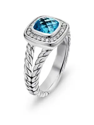 David Yurman Sterling Topaz And Diamond Albion Ring - Silver