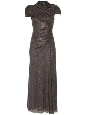 SELF-PORTRAIT Rhinestone Cut-out Midi Dress - Grey