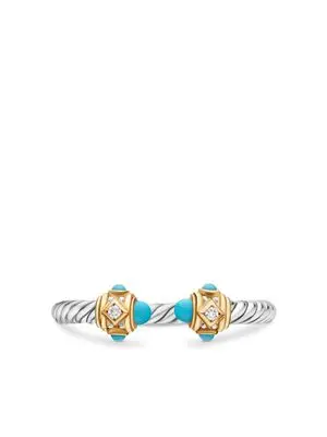 David Yurman Sterling Renaissance Turquoise And Diamond Ring - Silver