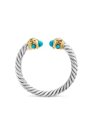 David Yurman Sterling Renaissance Turquoise And Diamond Ring - Silver