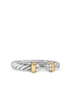David Yurman 14kt Yellow Gold And Sterling Petite Cable Ring - Silver