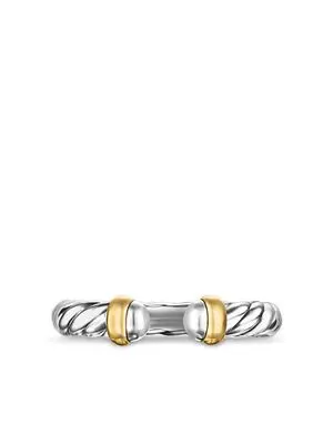David Yurman 14kt Yellow Gold And Sterling Petite Cable Ring - Silver