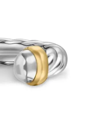 David Yurman 14kt Yellow Gold And Sterling Petite Cable Ring - Silver