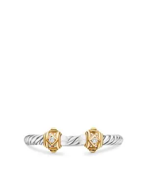 David Yurman 18kt Yellow Gold And Sterling Renaissance Pearl And Diamond Ring - Silver