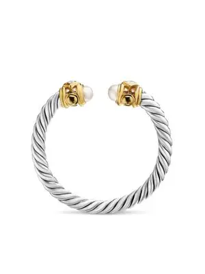 David Yurman 18kt Yellow Gold And Sterling Renaissance Pearl And Diamond Ring - Silver