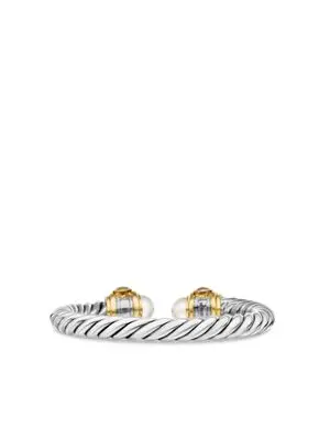 David Yurman 18kt Yellow Gold And Sterling Renaissance Pearl And Diamond Ring - Silver