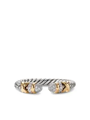 David Yurman 18kt Yellow Gold And Sterling Petite Helena Open Diamond Ring