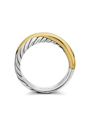 David Yurman 18kt Yellow Gold And Sterling Crossover Band Ring