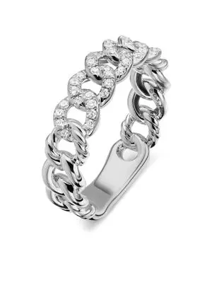 David Yurman Sterling Belmont Curb Link Diamond Ring - Silver