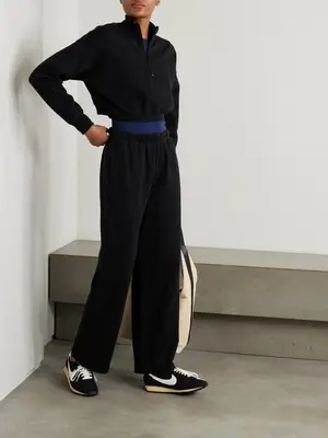 SKIMS Cropped Cotton-blend Jersey Half-zip Sweater