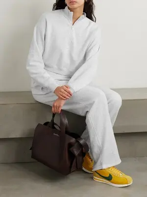 SKIMS Cropped Cotton-blend Jersey Half-zip Sweater
