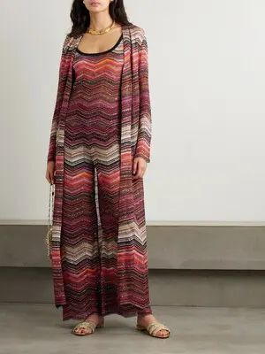 Missoni Sequined Striped Metallic Crochet-knit Cardigan