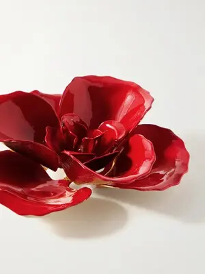 JENNIFER BEHR Chaya Gold-plated Enamel Rose Brooch