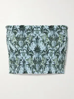 Faithfull The Brand Elisa Shirred Printed Recycled Bikini Top
