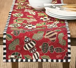 MACKENZIE-CHILDS Deck The Halls Beaded Table Runner