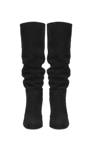 GIANVITO ROSSI Suede Round Toe Block Heel Boots - Black