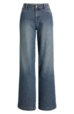 PACSUN Mellow Low Rise Baggy Wide Leg Jeans - Medium Indigo