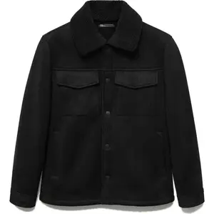 Mango Faux Shearling Jacket - Black