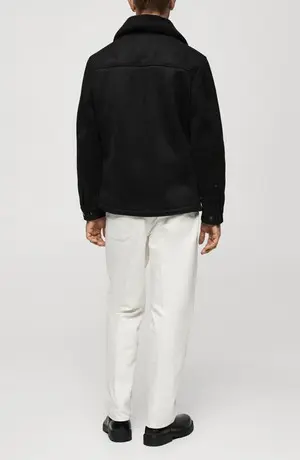 Mango Faux Shearling Jacket - Black