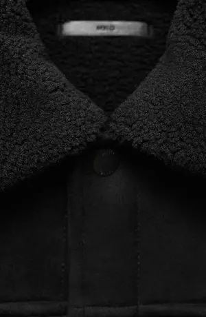 Mango Faux Shearling Jacket - Black