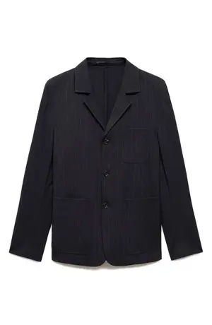 Mango Slim Fit Pinstripe Sport Coat - Dark Navy