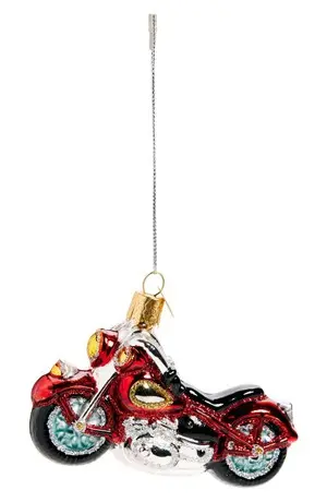 OLD WORLD CHRISTMAS Motorcycle Ornament - Red/ Black/ Silver