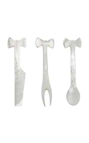 GOHAR WORLD Set-of-three Bow Mother Of Pearl Serving Set N/a - N,a