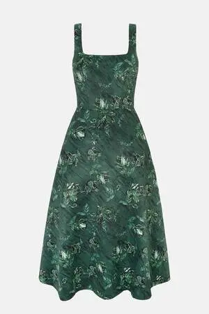EMILIA WICKSTEAD Floral Print Taffeta Faille Dress - Rose