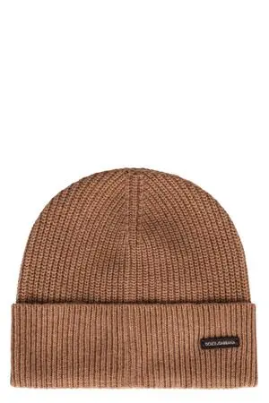 Dolce & Gabbana Ribbed Knit Beanie - Brown