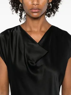 Vince Silk Cowl-neck Blouse - Black