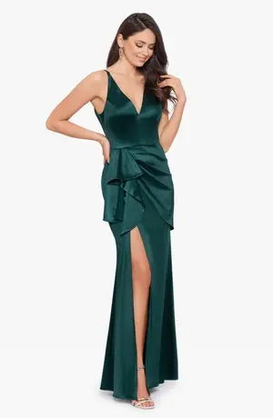 BLONDIE NITES Glam Ruffle Satin Gown