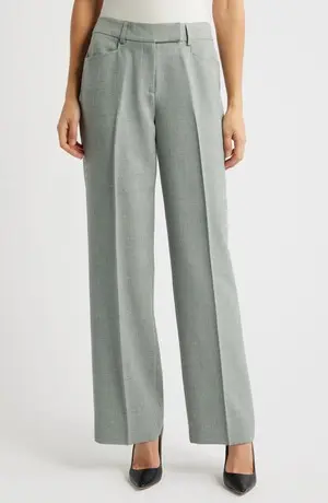 TAHARI ASL Bird Eye Straight Leg Trousers - Eucalyptus