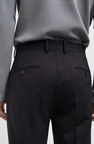 Mango Slim Fit Pinstripe Pleated Trousers