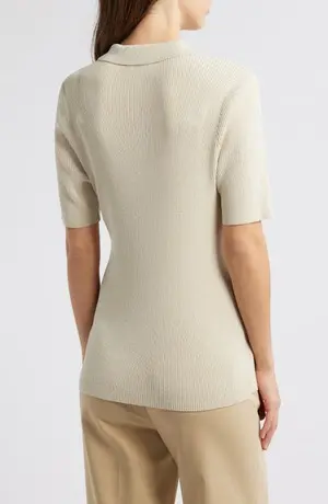 TAHARI ASL Rib Polo - Ecru